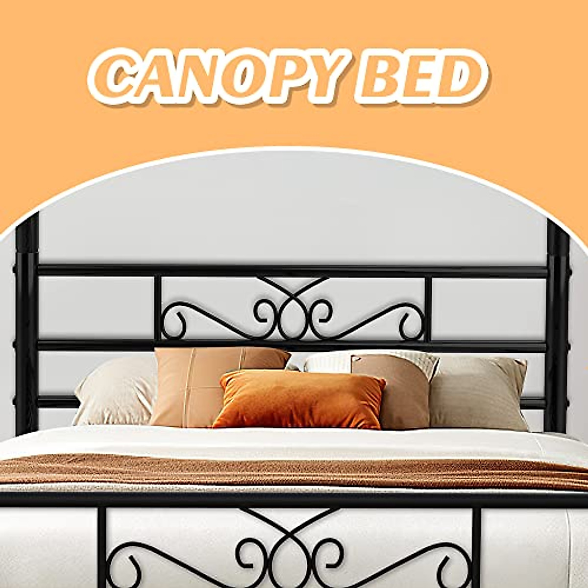 Pliwier Bed Frame with Headboard and Footboard, 13 Heavy Duty Bed Slats, 18 Sturdy Legs Support, No Box Spring Needed, Noise Free, Easy Assembly