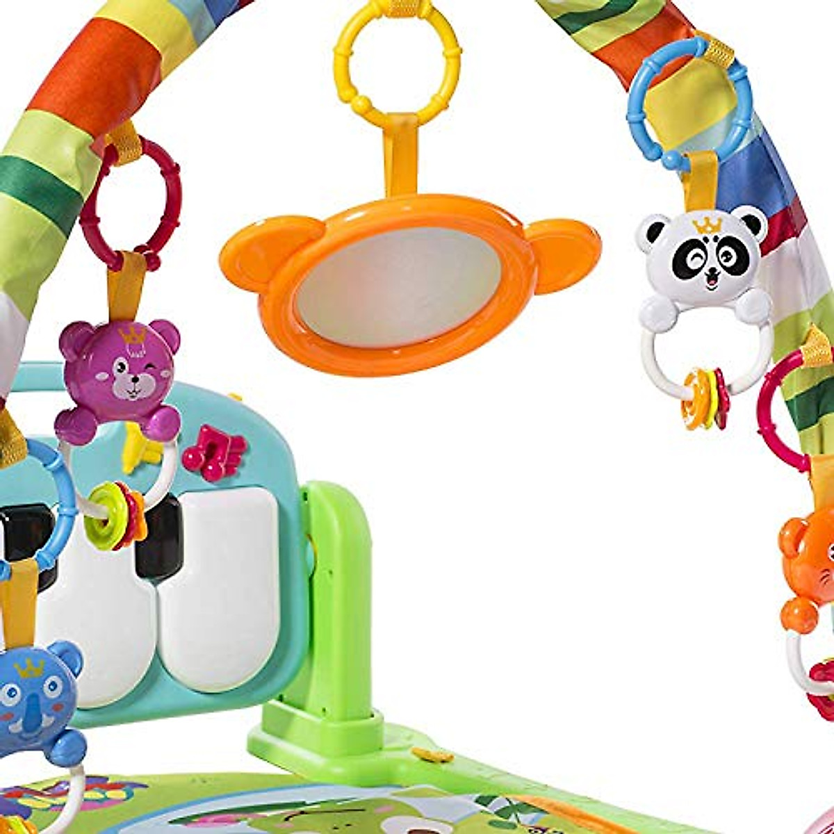 WYSWYG Baby Gym Jungle Musical Play Mats for Floor, Kick and Play Piano Gym Activity Center with Music, Lights, and Sounds Toys for Infants and Toddlers Aged 0 to 6 to 12 Months (Green)