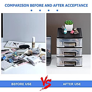 LNQ LUNIQI 3 Tier Plastic Drawer Type Closet,Portable Storage Cabinet Sundries Storage Cosmetics Jewelry Storage Box for Home Office(Black &Transparent)