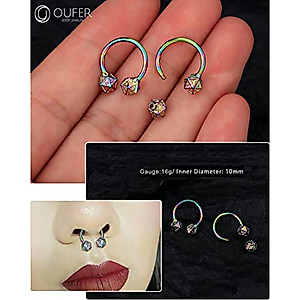 OUFER 16G Septum Rings, 316L Surgical Steel Septum Piercing Jewelry, Icosahedron Dice Cartilage Earrings, Helix Daith Conch Piercing Jewelry for Women and Men