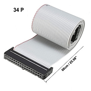 uxcell IDC Gray Wire Flat Ribbon Cable 34 Pins 66cm Length 2.54mm Pitch 2pcs Type-C