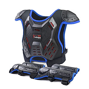 StarknightMT Kids Dirt Bike Gear - Youth ATV Motorcycle Riding Motocross Armor Suit, Blue+Red