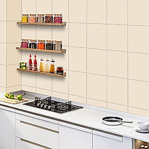 AZSKY Rustic Floating Shelves Wood Wall Shelf Light Walnut 24 Inch Narrow Wooden Photo Picture Ledge Display Wall Shelves with Lip a Set of 3 Wall Mount Shelves for Decor and Storage