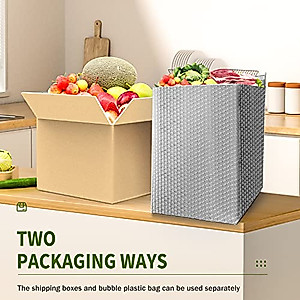 XCLBTFDC Insulated Shipping Boxes with Aluminum Foil Insulated Liner, Styrofoam Cold Delivery Carton Cooler Box with Thermal Bag Liner for Shipping Frozen Food,Moving,Mailing (2 Sets-14"X 11.5"X 9.6")