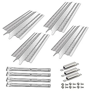 Zemibi Grill Replacement Parts for Kenmore 415.23667310, Char broil 463439915, 463322613 Gas Grill Models, 14.75" Grill Heat Plates, Burner Tubes and Adjustable Crossover Tube, 4 Pack, Stainless Steel