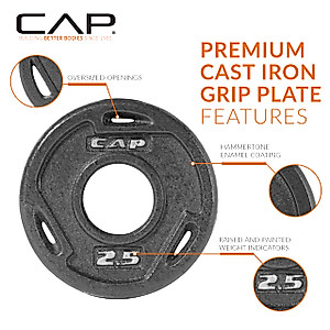 CAP Barbell 2-Inch Olympic Grip Weight Plate, 2.5 lb, Set of 6 Black
