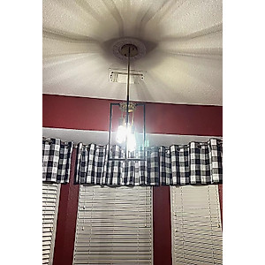 Modern Industrial Farmhouse Pendant Lighting, Rectangle Black & Brass Chandelier, Hanging Light for Kitchen Island, Dining Room, Entryway, Hallway (3-Light)