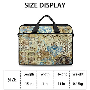Floral Palace Motifs Laptop Computer Bag Waterproof Shoulder Messenger Bag 13-15 inch Durable Laptop Tote Bag with Shoulder Strap Handle Lightweight Crossbody Briefcase