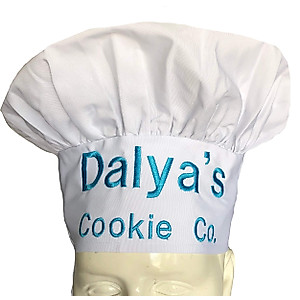 chefskin Personalized Children Chef Hat Adjustable, Custom Name and Color White