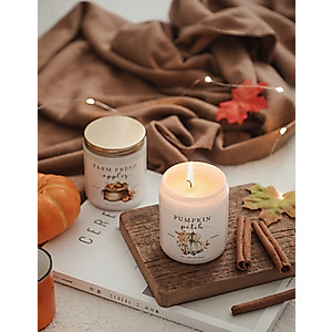 Thanksgiving Fall Scented Candles Set, 2 Pcs 7oz Pumpkin Spice and Apple Cider Candle, Thanksgiving Fall Candle Gifts for Women, Thanksgiving Table Centerpiece, Fall Decorations for Home