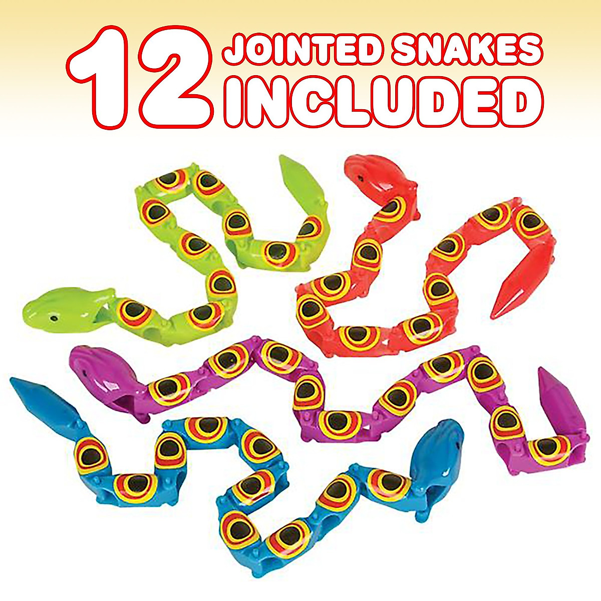 ArtCreativity Jointed Snake Toys Set of 12-15 Inch Long Plastic Snakes with Joining Pieces - Great Party Favor - Fidget Toy for Kids, Gift Idea for Boys and Girls, Carnival Prize - Sensory Toy