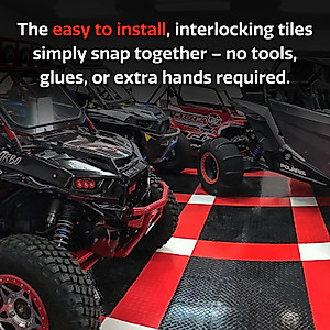 Big Floors RaceDeck CircleTrac, Durable Copolymer Interlocking Modular Garage Flooring Tile (12 Pack), Graphite