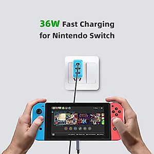 Switch Dock Charger for Nintendo Switch, Mirabox 36W Portable TV Docking Station for Nintendo Switch with 4K@60Hz HDMI/USB2.0/PD USB-C Fast Charging Ports, Full-Featured USB-C to USB-C Cable Included