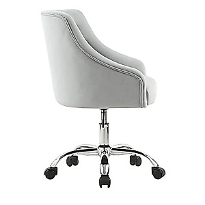 ANOUR Modern Home Office Chair,Velvet Adjustable Task Chair Computer Desk Chair for Kids, Swivel Armchair, Vanity Chair for Living Room Bedroom Study (Grey)