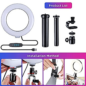 Webcam Ring Light for Laptop, 6 inch Zoom Lighting,Video Conference Lighting, MacBook Ipad Light for Teleworking/Zoom Calls/Self Broadcasting/Live Streaming/YouTube Video/TikTok