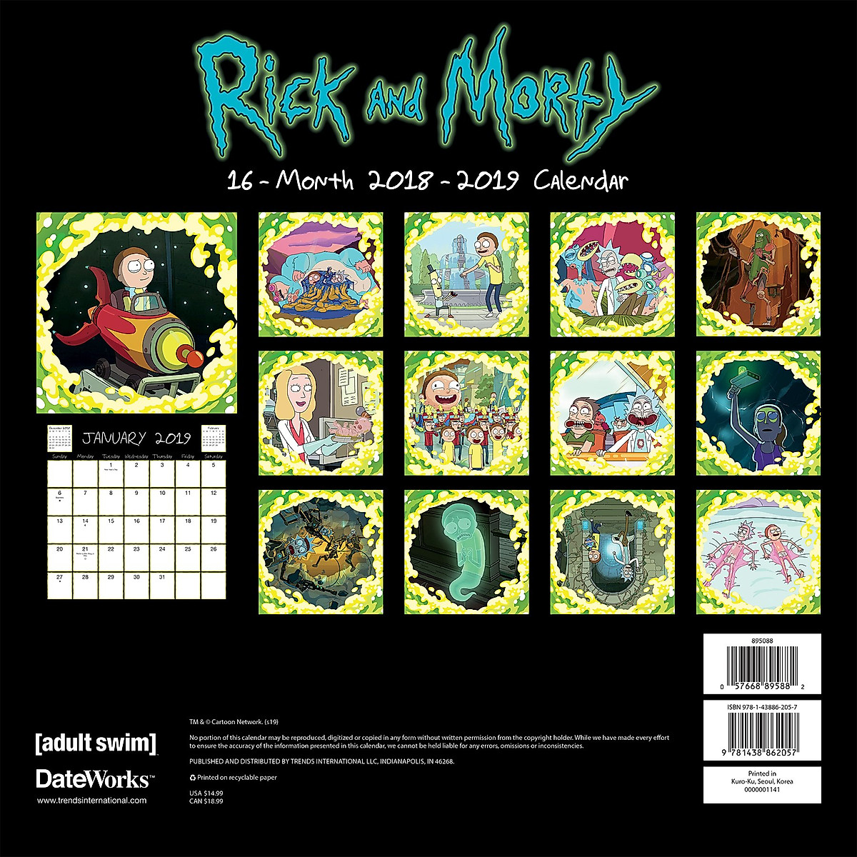 Rick and Morty 2019 Calendar