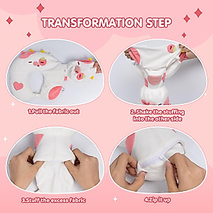 Mewaii Kids Travel Pillow, Cute Strawberry Cow Stuffed Animal Neck Pillow for Kids & Adults, Reversible Plush Squishy 2-in-1 Travel Plush Pillow for Airplane, Car, Train