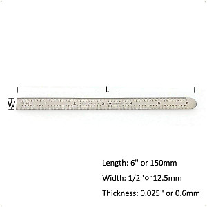 WeldingStop 5R Scale 6 Inch Machinist Ruler 10th 100th 32th 64th Flex Rule Flexible Stainless Ruler