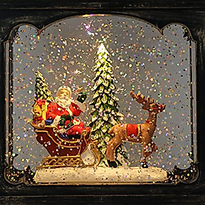 Wondise Christmas Muscal Snow Globe with Timer, USB Plug-in & Battery Operated Spinning Water Glitters Lighted Singing Snow Globe Lantern for Christmas Decorations(Santa)