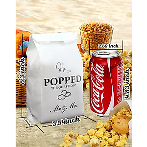 48Pcs He Popped the Question Popcorn Bags Engagement Bridal Shower Wedding Party Favors Popcorn Bags Wedding Bridal Shower Engaged Goody Snack Treat Bags Grease Resistant