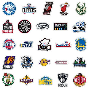 50PCS Basketball Team Fans Logo Stickers National Basketball Association All 30 Teams Collection Vinyl Decals for Laptop Skateboard Luggage Water Bottles Teens Kids Girls