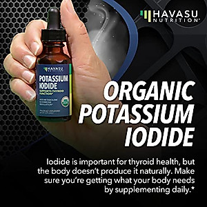 Potassium Iodide Liquid | Vegan Iodine Supplement for Thyroid Support | Organic Iodine Drops | Metabolism Support | 1-Year Supply