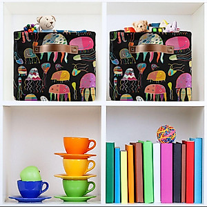 Funny Jellyfishes Storage Basket Bins Collapsible Toy Storage Bins with Handles Laundry Baskets for Playroom Living Bed Room Office Clothes Nursery,1 pcs