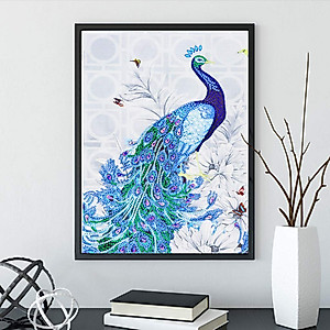 HAPPIShare 5D DIY Full Diamond Painting Rhinestone 3D Peacock Pictures of Crystals Embroidery Kits Arts, Crafts & Sewing Cross Stitch