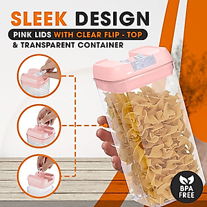 Cheer Collection Airtight Food Storage Containers, Kitchen Storage Containers for Pantry, Set of 6 Food Containers with Lids Airtight, Pantry Storage Containers & Organizers with Lids, 12L, Pink