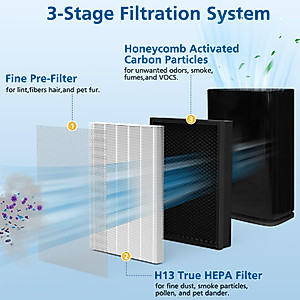 True HP-14 Replacement Filter Compatible with Puro 400 Air Purifier, 3-in-1 True HP-14 Filter Replacement, Grade True HEPA with Activated Carbon Filter, 400 Filter, 2 Pack(Not for HIMOX)