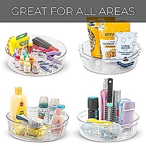 Smart Design Set of 2 Turntable Lazy Susan Spinning Organizer - 11.5 inch - BPA Free Plastic Resin - Fridge, Freezer, Cabinet, Food, Spices, Pantry - Clear