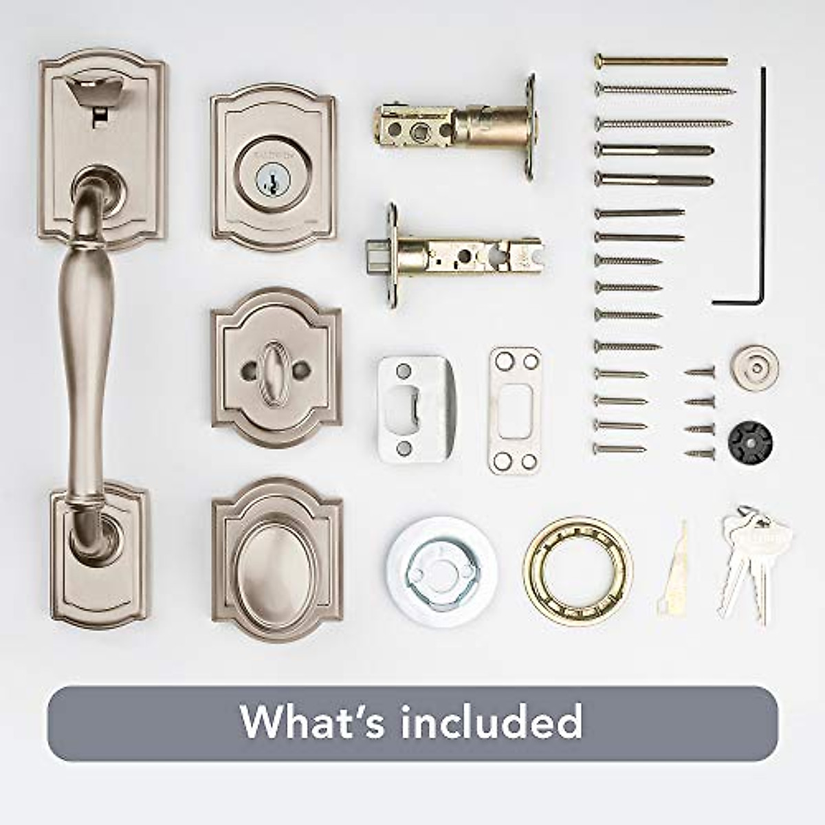 Baldwin Wesley, Front Entry Handleset with Interior Knob, Featuring SmartKey Deadbolt Re-Key Technology and Microban Protection, in Satin Nickel