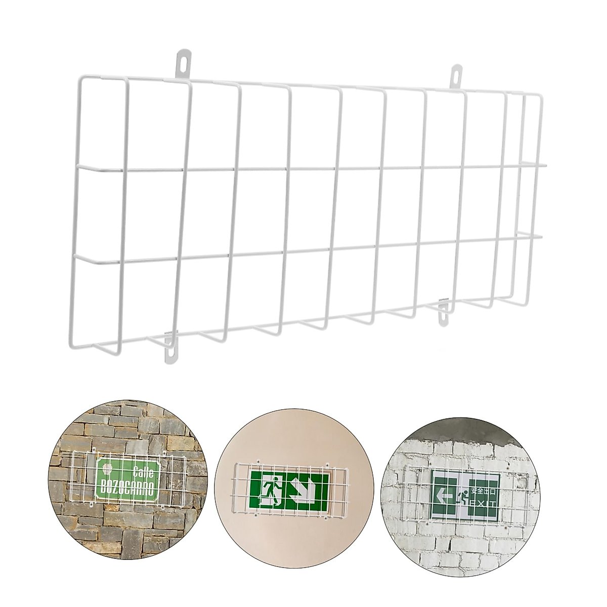 Lampshade Protection Net Signs Emergency Light Exit Sign Protective Guard Emergency Guard Exit Sign Wire Guard Exit Sign Cage Exit Light Guard Exit Sign Guard White Iron OSALADI