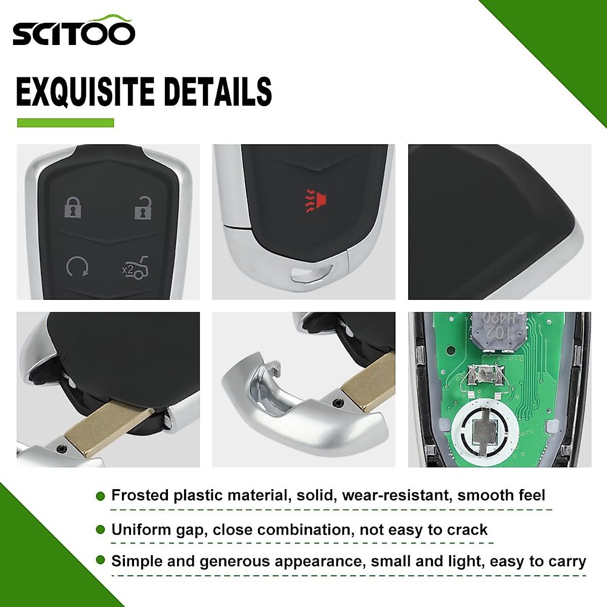 SCITOO 1 Pcs Remotes Key Fob for Cadillac ATS ATS-v Ct6 Ct6 Plug in for Cts Cts-v Cadillac Xts 2016-2020 433Mhz HYQ2EB