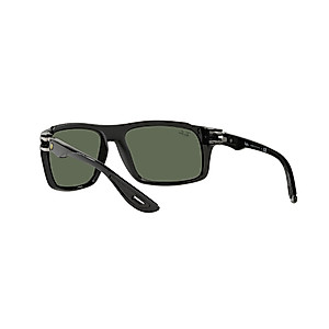 Ray-Ban RB4364M Scuderia Ferrari Collection Aviator Sunglasses, Black/Dark Green, 61 mm