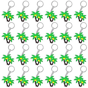 CiciBear 24 Pack Coconut Tree Keychains Party Decoration for Guests, Hawaiian Party, Luau Aloha Baby Shower, School Party, Summer Beach Kids Birthday