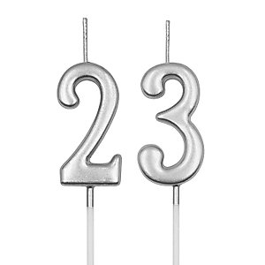 23rd & 32nd Birthday Candles, Silver Number 23 32 Candle for Cake, Happy Birthday Cake Topper Decoration for Birthday Anniversary Celebration Party Supplies