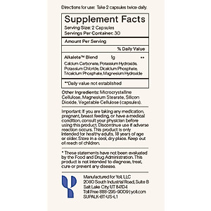 Yoli Alkalete - Calcium and Magnesium Supplement - Reduces Excess Acid - 60 Capsules/Count