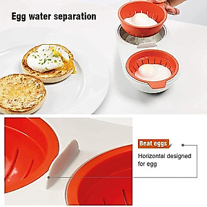 LaiDuoNINI Microwave Egg Poacher，Egg Cooking Rings, 2 Cavity, Food Grade Double Cup Boiler， Ovens Breakfast Cookware Kitchen Steamed Poached Gadget，Cooks Two Eggs at Once, (1358314-916-1820006481)