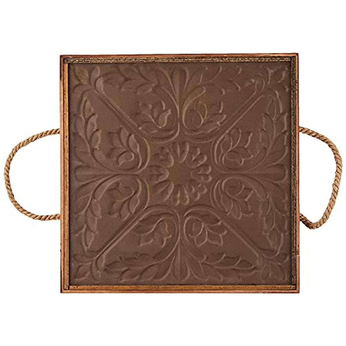 Elements - 5230317 Whitewash Embossed Wood Tray, 14-Inch, Assorted