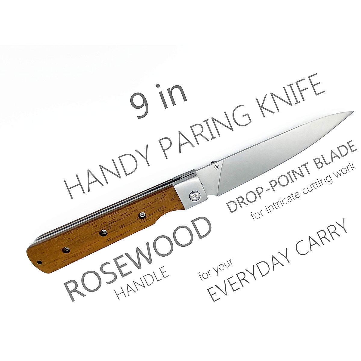 Herbertz Germany Extremely Sharp Pocket Folding Kitchen Chef Knife Paring Utility Knife Natural Rosewood 440 Stainless Steel Japanese Style