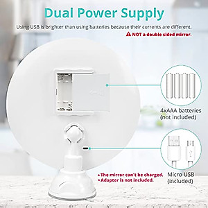 Fabuday 15X Lighted Magnifying Mirror with Lights - 8 Inch Makeup Mirrors with Suction Cups and Magnification for Bathrooom, Dual Power Supply, Adjustable Lighting, Light Up Magnified Mirror
