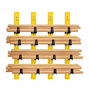 biosp 4-Tier Wall Mount Lumber Storage Rack, Heavy Duty Wood Organizer Support Rack, Metal Cantilever Lumber Storage Shelf For Garage, Basement, Pantry, Workshop, 36.02''L x 13.19''D x 2.48''W, 4 Pack