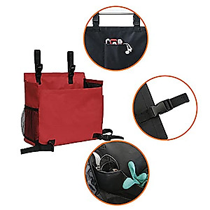 Lawn Mower Organizer Bag - 600D Heavy Duty Hanging Mower Storage Pocket Garden Tool Pouch Accessories for Outdoor Gardening, 13" H x 5" W x 14" L (Red)