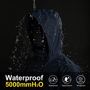 33,000ft Packable Rain Jacket Men's Lightweight Waterproof Rain Shell Jacket Raincoat with Hood for Golf Cycling Windbreaker