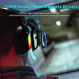 NACODEX Black Wired Gaming Headset and RGB Gaming Headphone Stand with 3.5mm AUX & 2 USB Port, Touch Control 10 Lighting Mode Headset Holder