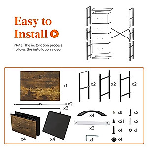 Lifewit Tall Dresser with 4 Removable Fabric Drawers, Storage Tower, Dresser for Bedroom Closet Bedside Nursery Laundry Living Room, Sturdy Steel Frame&Wood Tope, Rustic Brown