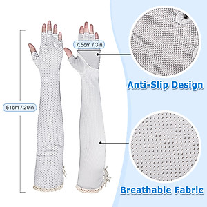 kilofly Women's Long Anti-UV Breathable Arm Sun Block Driving Gloves, 2 Pairs
