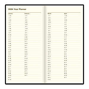 Letts of London Signature Weekly/Monthly Planner, 12 Months, January to December, 2024, Bonded Leather, Slim Size, 6.625" x 3.25", Black (C38SUBK-24)