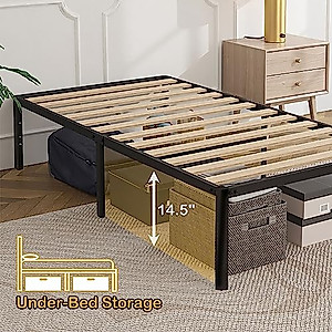 FALOIC Twin Bed Frames with Wide Wood Slats,16 Inch Metal Platform Bed Frame No Box Spring Needed,Easy Assemble/Noise Free…